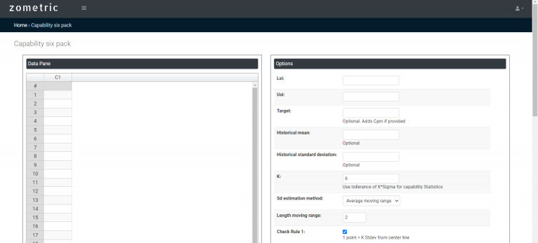 Capability Six Pack (Normal): Example, Guide and Sample Data - Zometric